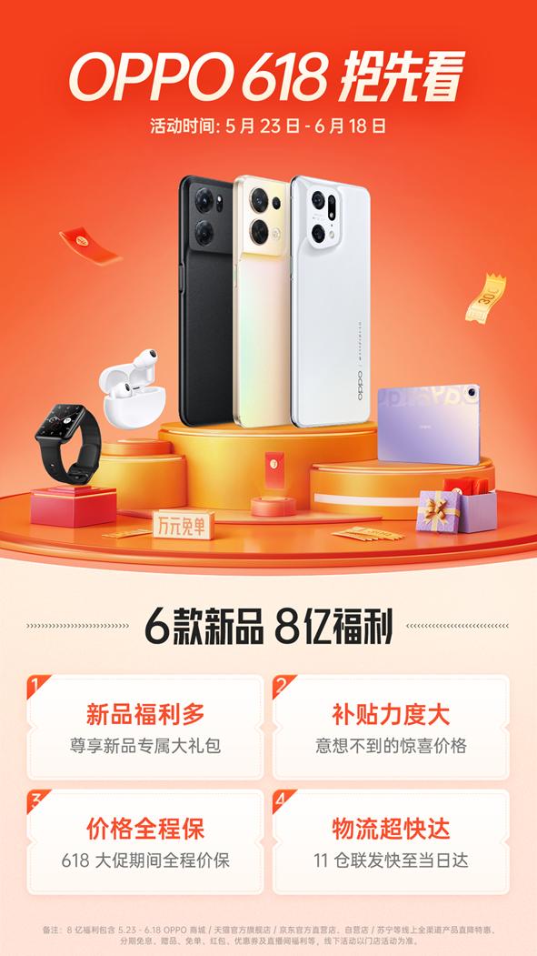 618年中大促火热开启！6款新品8亿补贴，OPPO Find X5到手3499起_TOM资讯